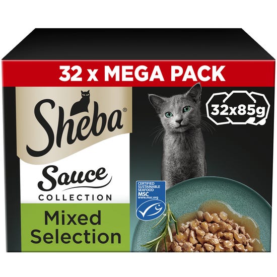 Sheba Sauce Adult Wet Cat Food Mixed Collection 32 x 85g