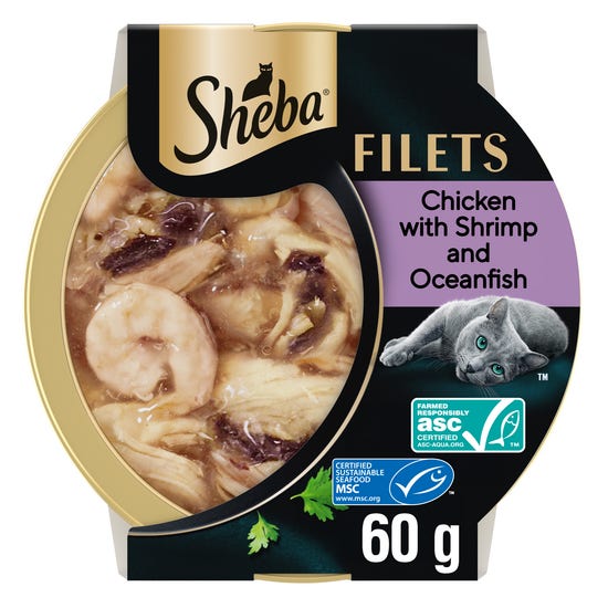 Sheba Filets Wet Cat Food Chicken, Shrimp & Fish in Gravy 32 x 60g